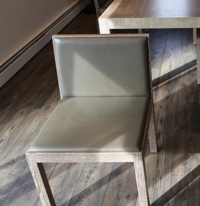 Giorgio Armani Casa Cerused Oak and Lajan Leather Minimal Dining Chair ...