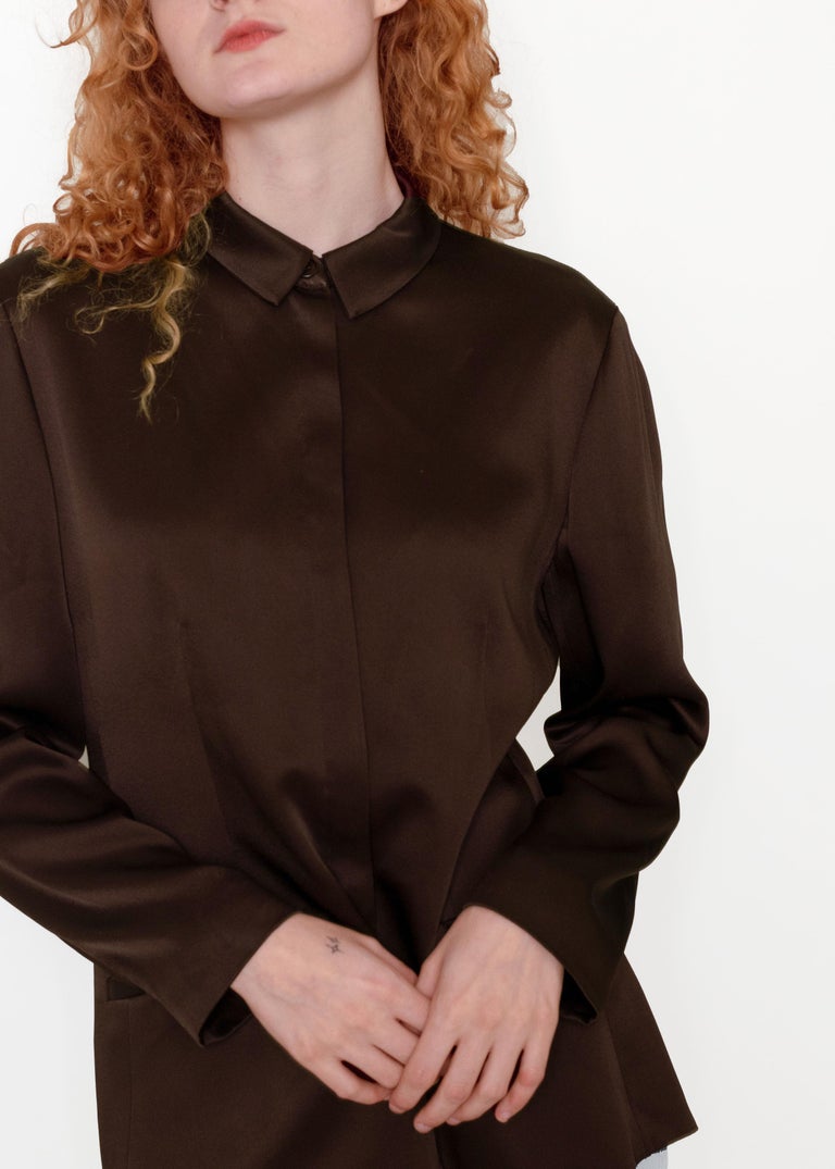 Giorgio Armani Chocolate Brown Blouse For Sale at 1stDibs