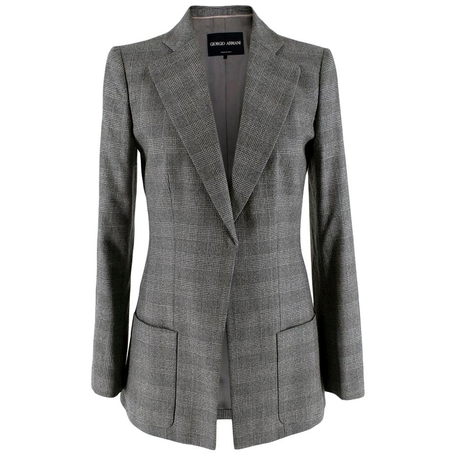Giorgio Armani Grey Checkered Wool Single Breasted Tailored Jacket ...