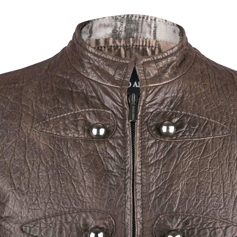Giorgio Armani Jacket Taupe Leather Hardware Detail 8 / 42 New For Sale ...