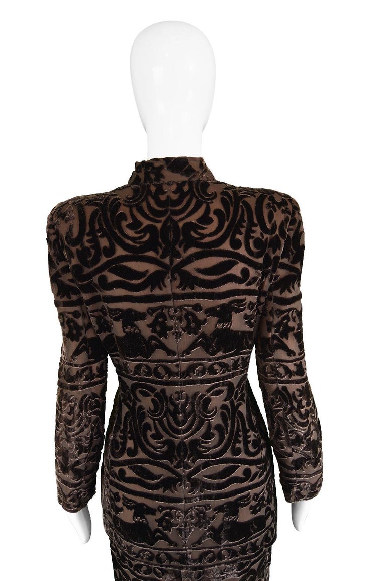 Giorgio Armani Museum Held Brown Silk Devore Burnout Velvet Pant Suit ...