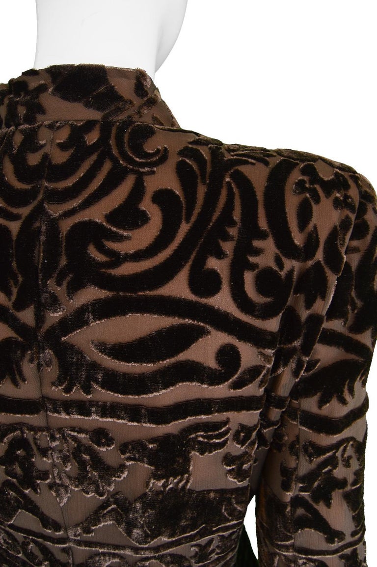 Giorgio Armani Museum Held Brown Silk Devore Burnout Velvet Pant Suit ...