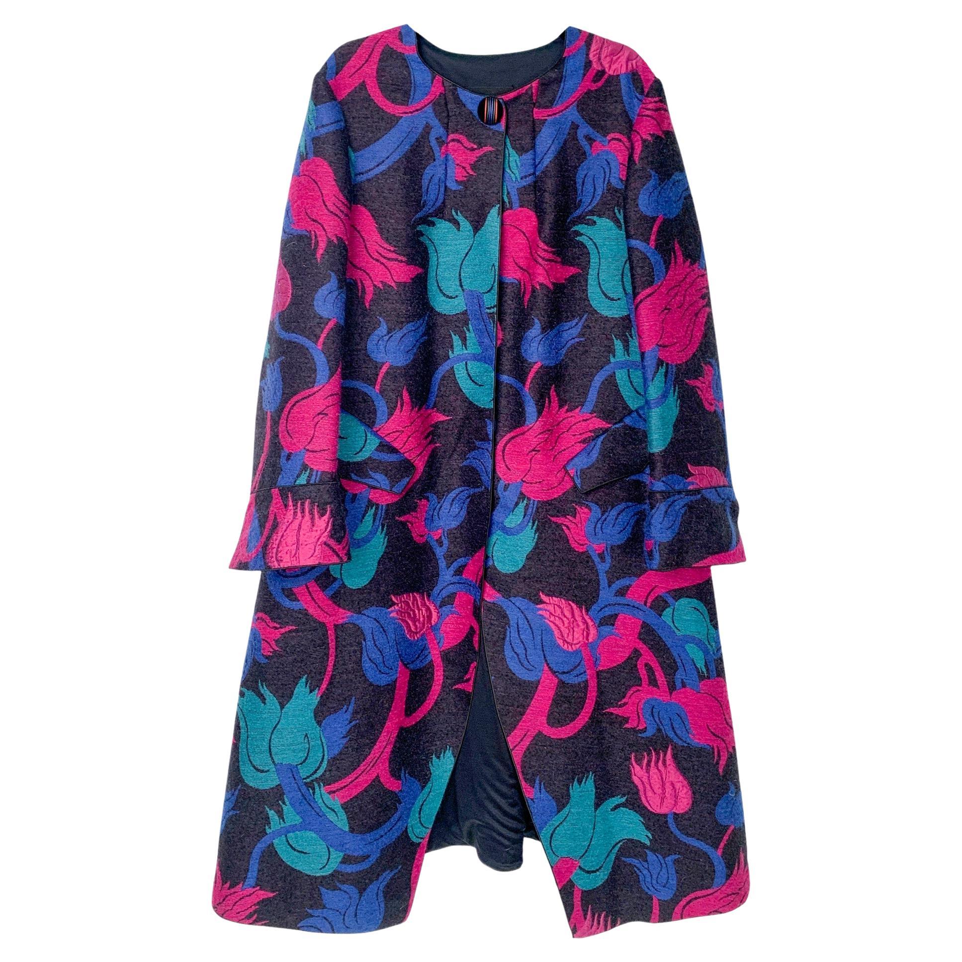 Giorgio Armani Runway 2018 Multicolour Silk Mohair Floral Jacquard Long ...