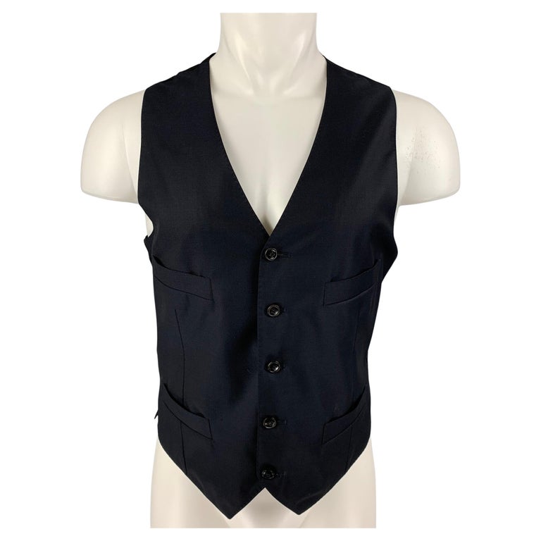 GIORGIO ARMANI Size 40 Navy Wool Cashmere Buttoned Vest For Sale at 1stDibs