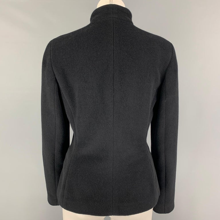 GIORGIO ARMANI Size 6 Black Angora Blend Zip Up Jacket For Sale at 1stDibs