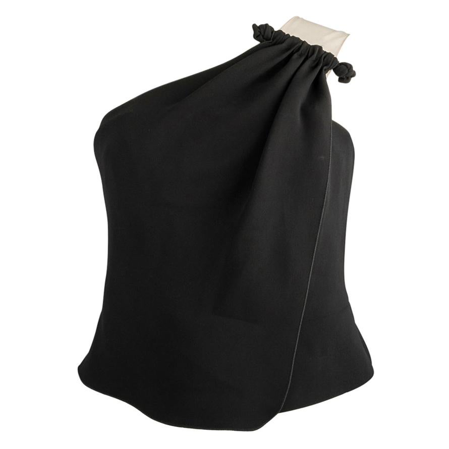 Zac Posen Top Stretch Black Ruched Detail Fitted 6 nwt For Sale at 1stDibs