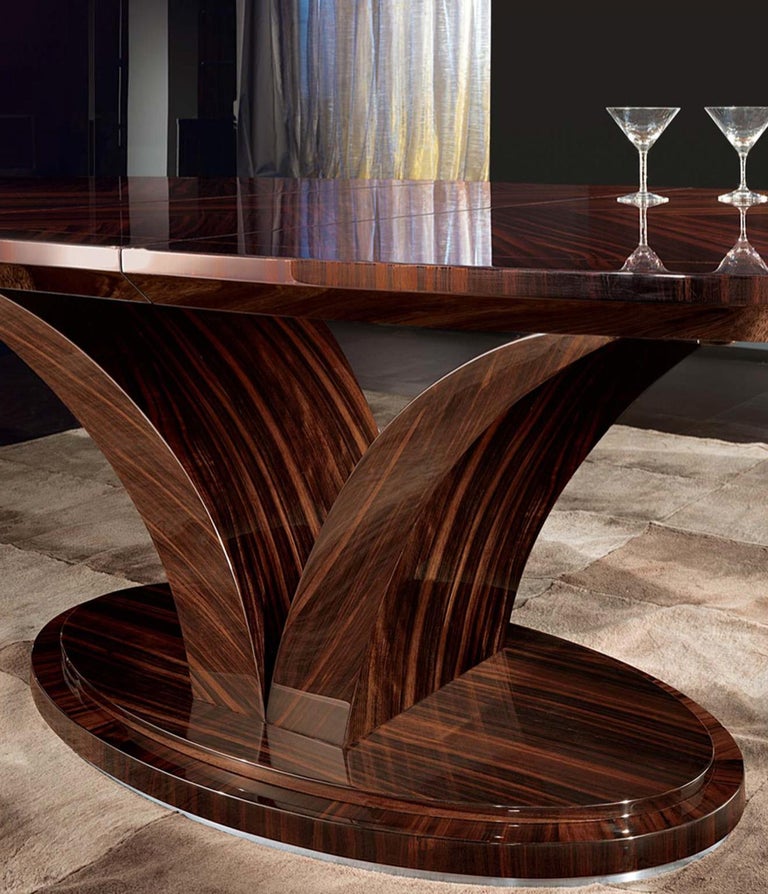 Giorgio Collection Luna Ebony Macassar Oval Dining Table in High Gloss ...