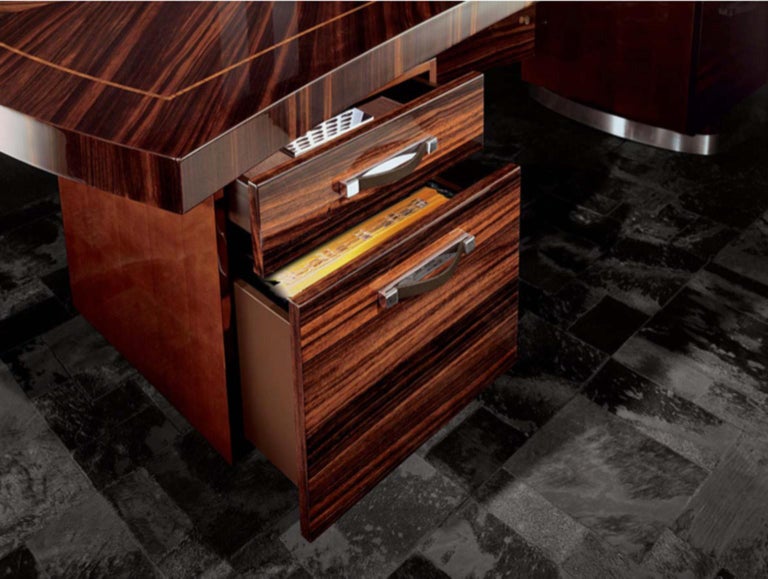 Giorgio Collection Luna Ebony Macassar and Sycamore Desk in High Gloss ...