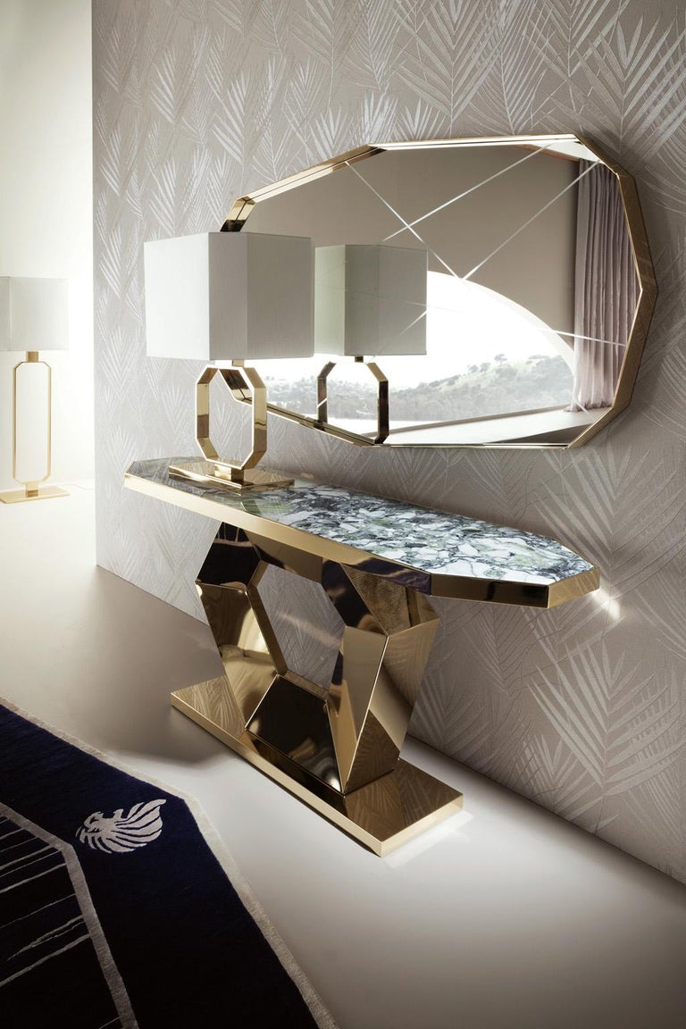Giorgio Collection Marble Top Console with Gold Chrome Base For Sale at ...