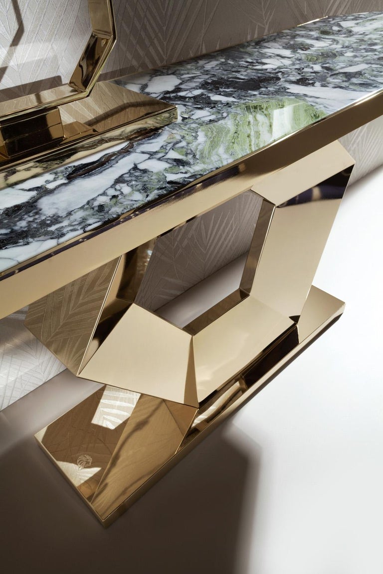 Giorgio Collection Marble Top Console with Gold Chrome Base For Sale at ...