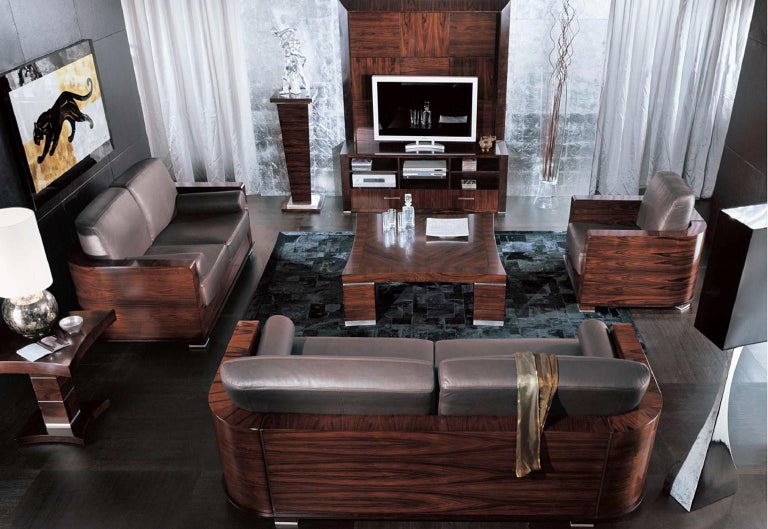 Giorgio Collection Paradiso Sofa 3 Brazilian Rosewood Brown Leather ...