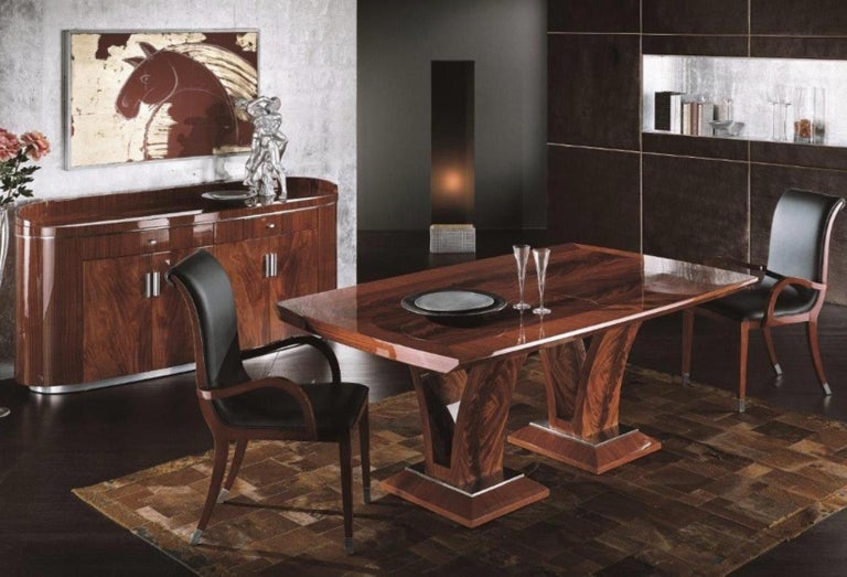 Giorgio Collection Rectangular Crotch and Sapele Mahogany Wood Dining ...
