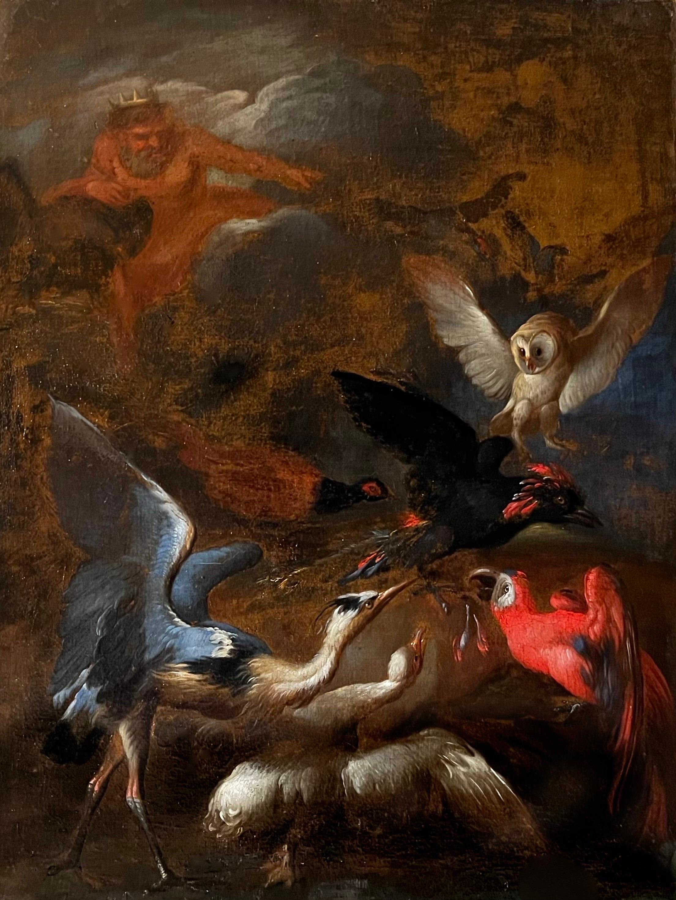 18th century Old Master animal painting - The fable of the borrowed ...