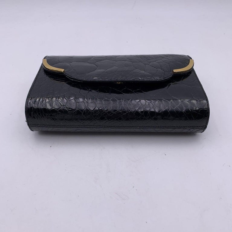 Giorgio Gucci Vintage Black Leather Clutch Bag Handbag For Sale at 1stDibs