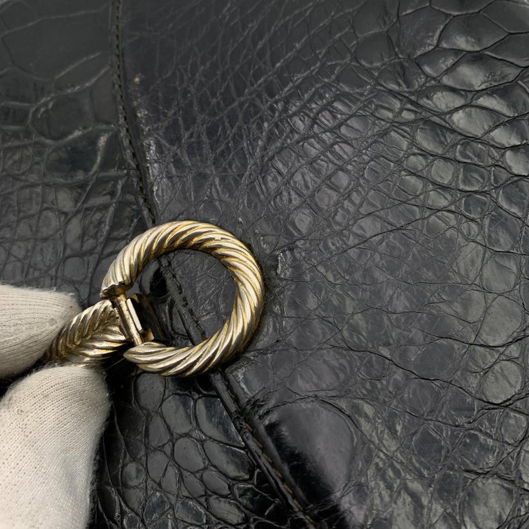 Giorgio Gucci Vintage Black Leather Handbag Top Handle Bag For Sale at ...