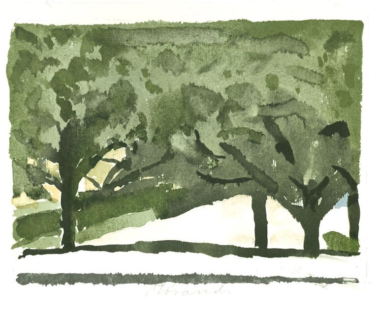 Giorgio Morandi - Green Trees - Vintage Offset Print after Giorgio ...