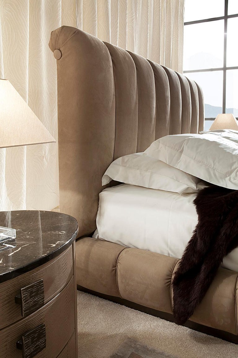 Giorgio USA Collection Italian Upholstered King Size Bed with Bronzed ...