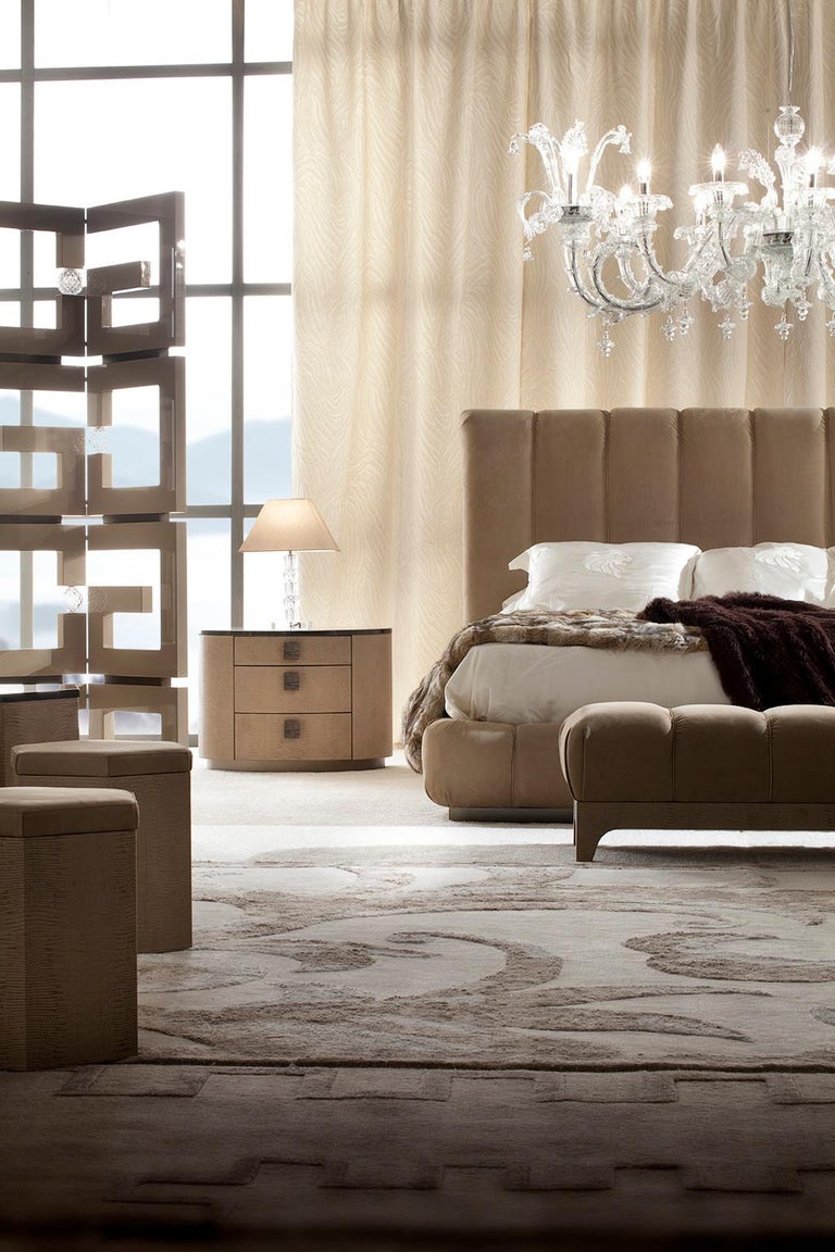 Giorgio USA Collection Italian Upholstered King Size Bed with Bronzed ...