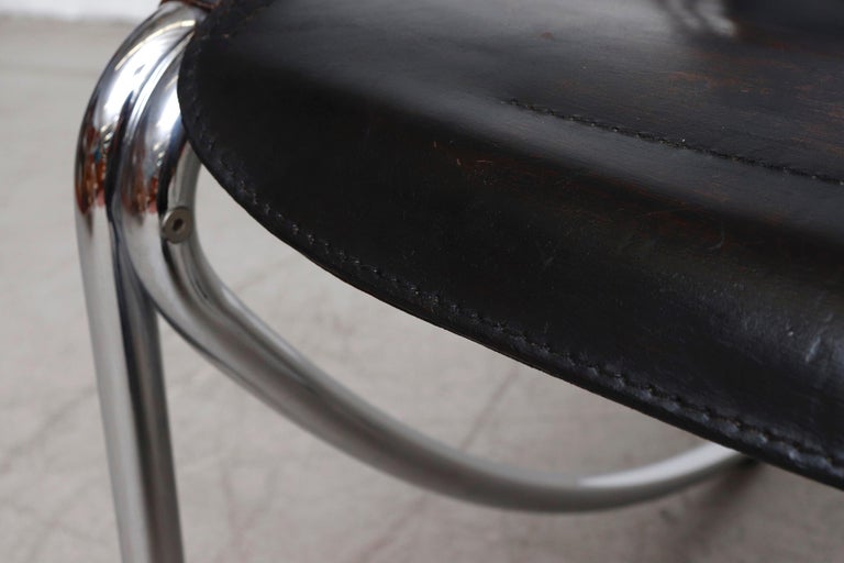 Giotto Stoppino Black Leather Cantilevered "Jot" Dining Chairs for ...