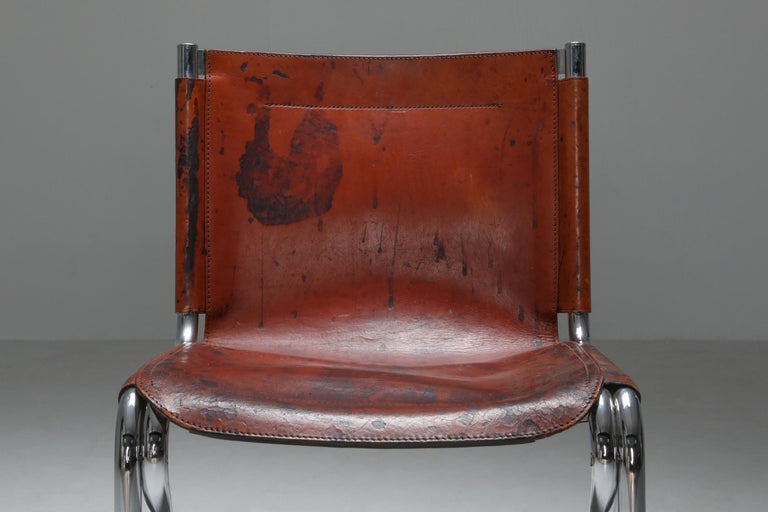 Giotto Stoppino Leather and Chrome Dining Chairs Model Jot at 1stDibs ...