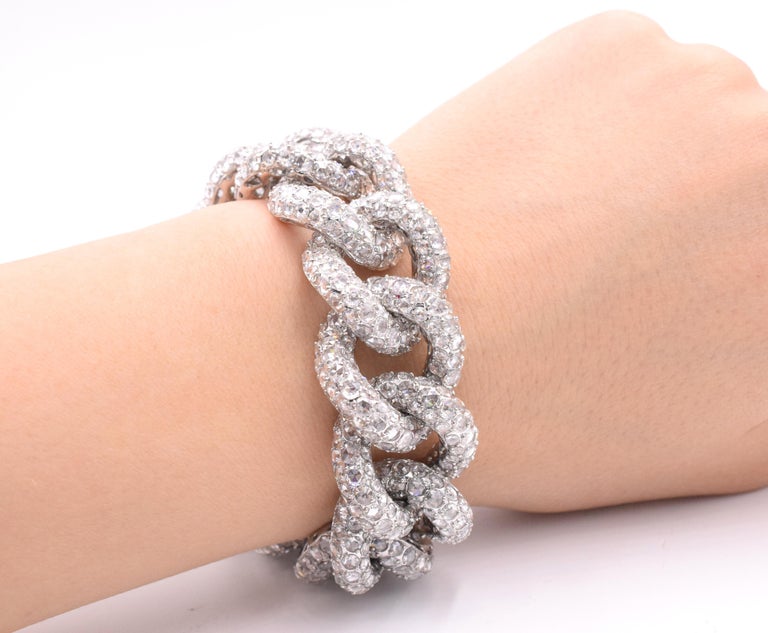 Giovane Large Link Diamond Bracelet For Sale at 1stDibs