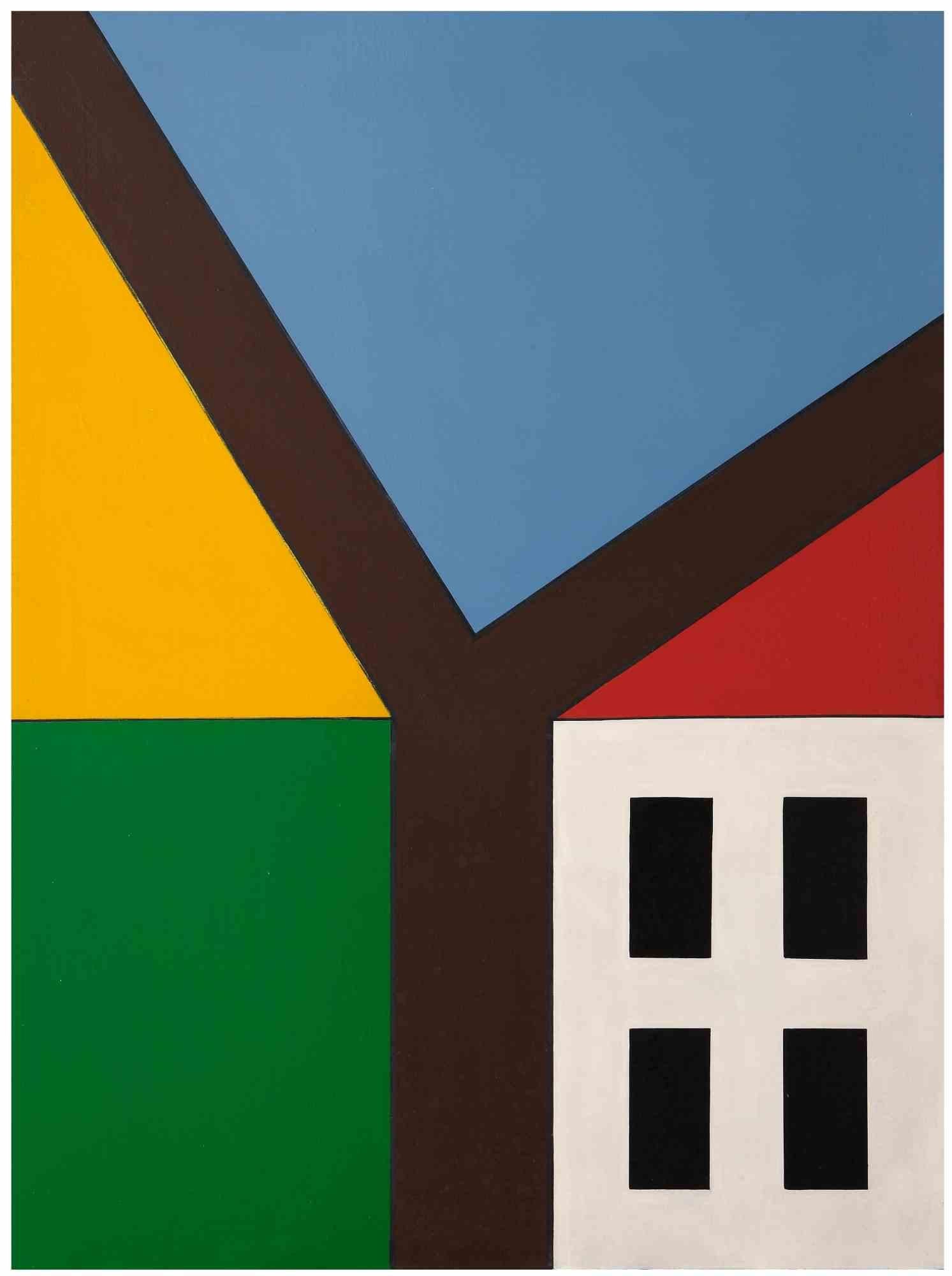 Giovanna Picciau - House, Tree, Sky, Sun, Meadow - Acrylic by Giovanna ...