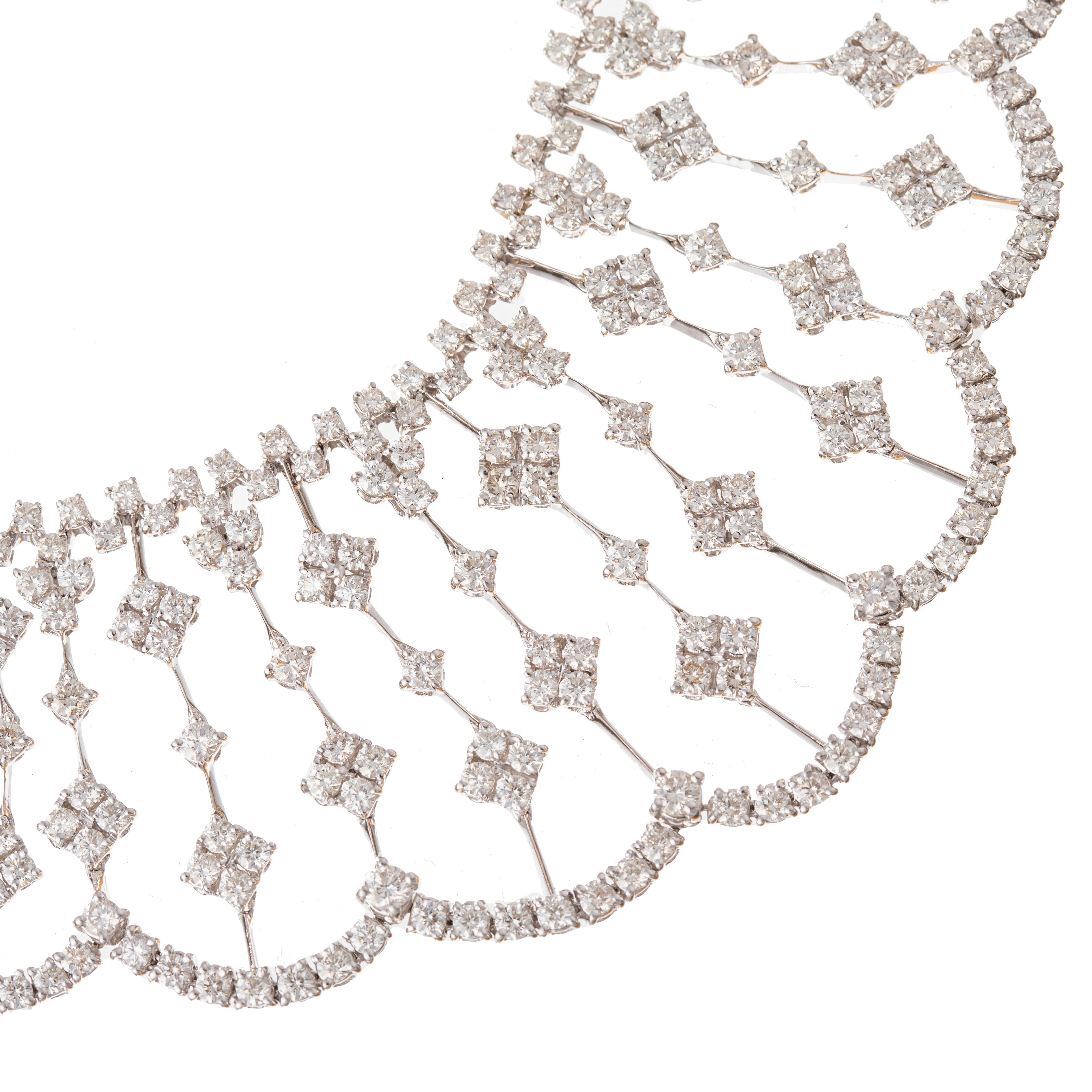 Giovane 18k White Gold Diamond Lace Necklace For Sale at 1stDibs