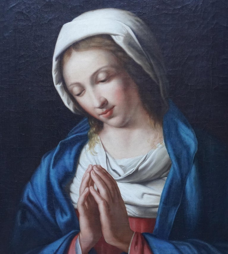 Portrait of Madonna at Prayer - Italian Old Master art religious oil ...