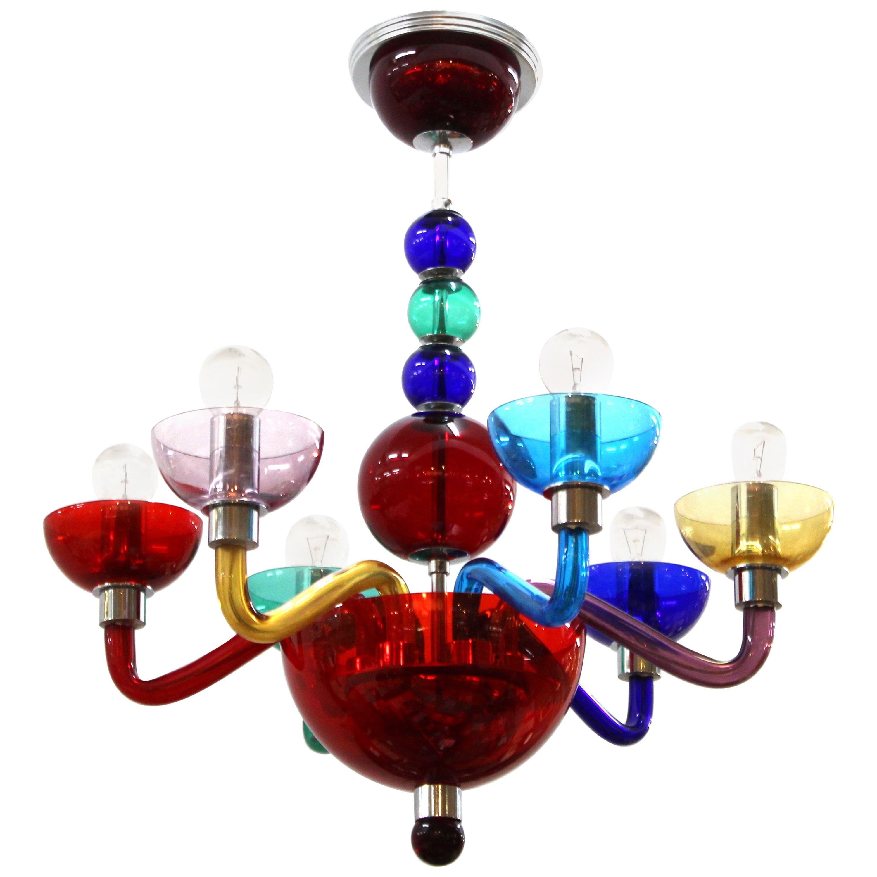 Giovanni Cenedese Italian Modern Murano Glass Multicolored Chandelier ...