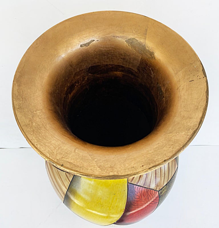 Giovanni Desimone Large Italian Pottery Vase, Abstract Gilt Patterns ...