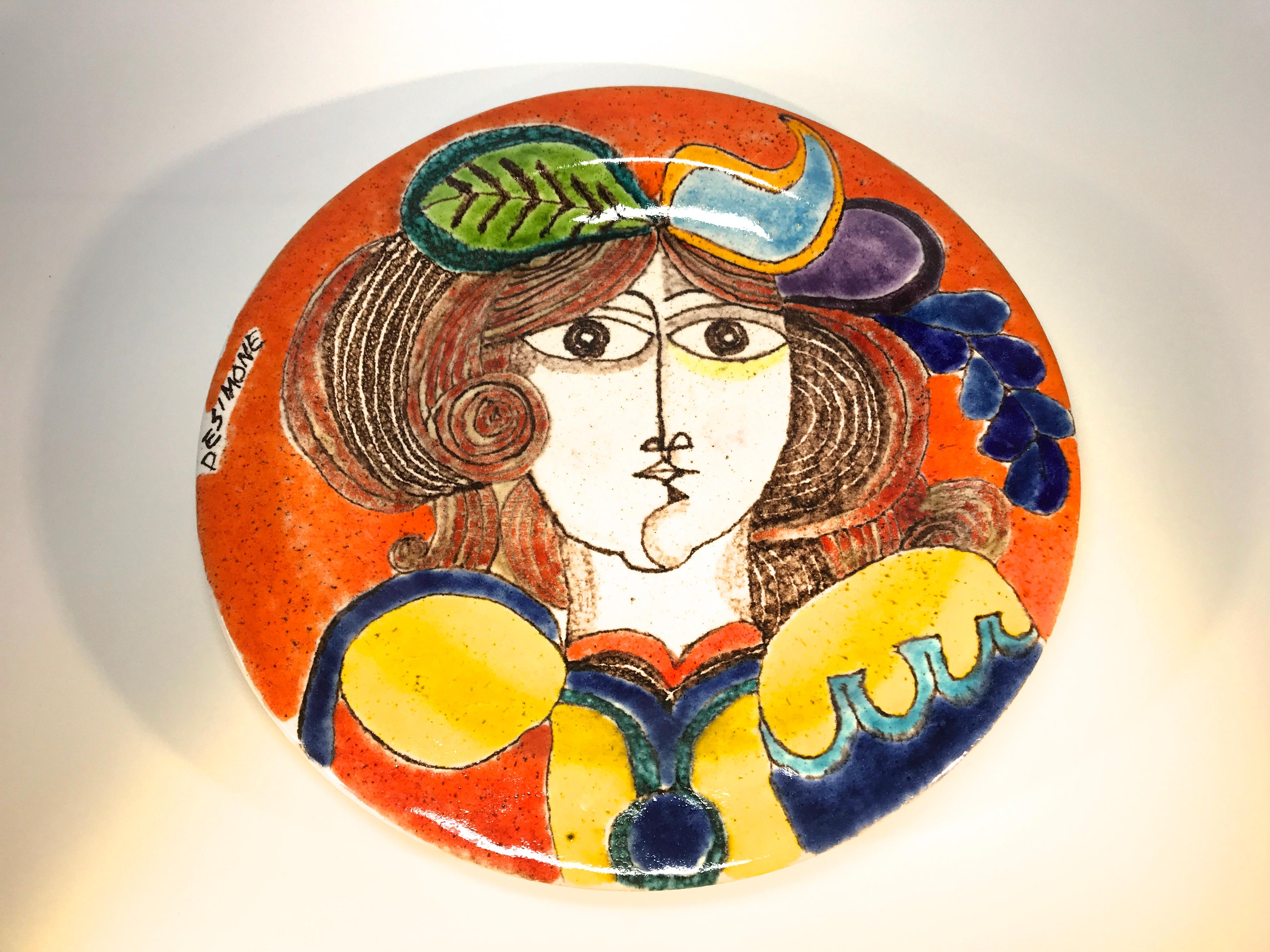 Giovanni DeSimone Signed Large Round Hand Painted Minstrel Italian ...