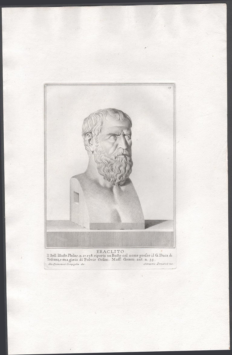 Heraclitus, Ancient Greek, C18th Grand Tour Classical antique engraving ...
