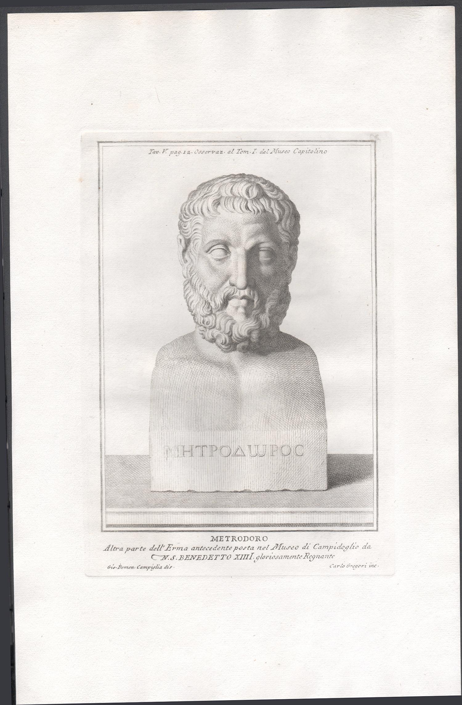 Metrodorus, Ancient Greek philosopher, C18th Classical antique ...