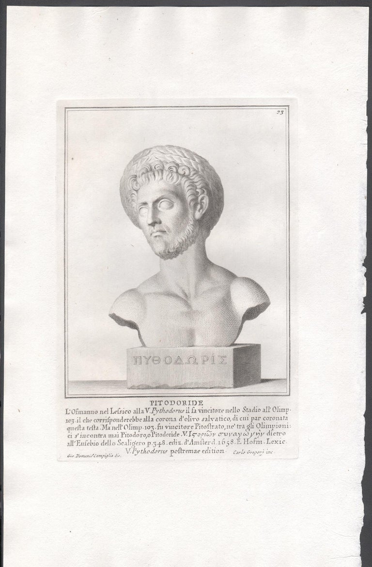 Pithodoris, Roman bust, C18th Grand Tour Classical antique engraving ...