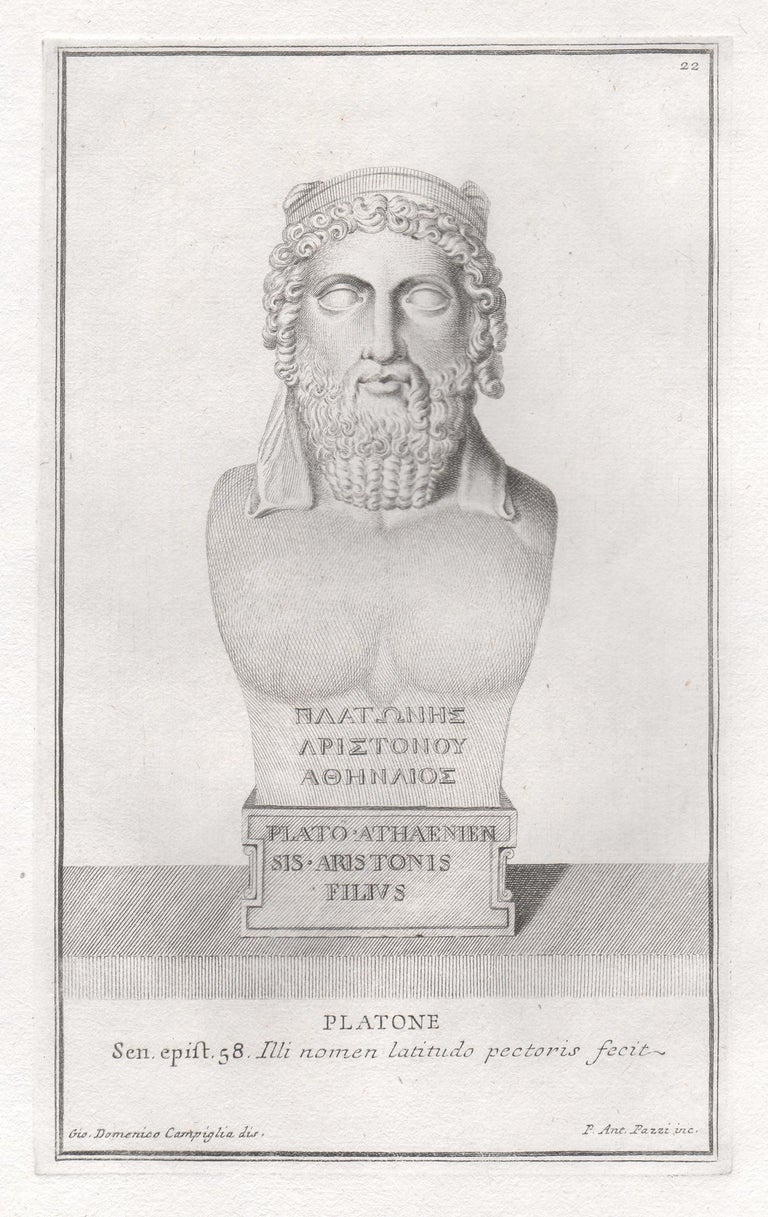 Plato, Ancient Greek, C18th Grand Tour Classical antique engraving ...