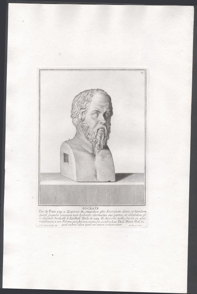 Socrates, Ancient Greek philosopher, C18th Classical antique engraving ...