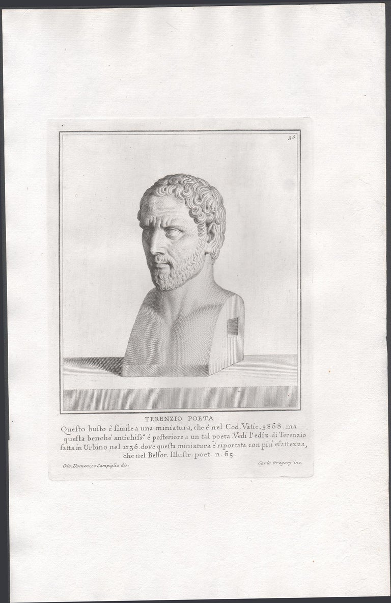 Terence, Ancient Roman, C18th Grand Tour Classical antique engraving ...