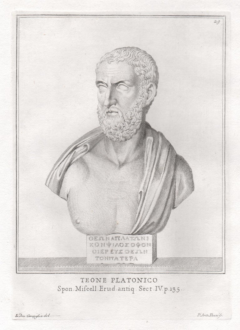 Theon, Ancient Greek philosopher, C18th Classical antique engraving ...