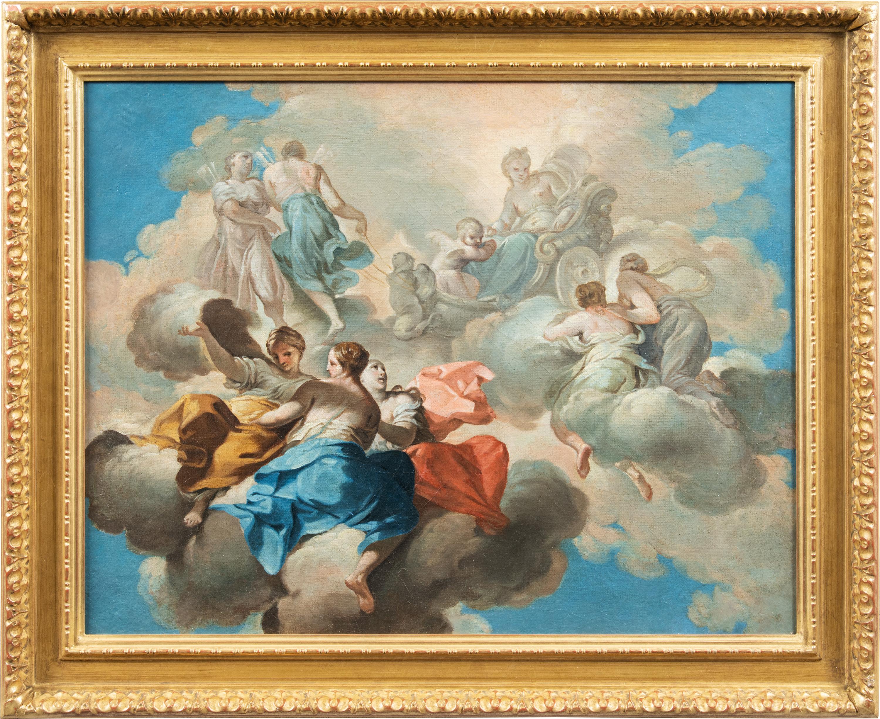 Unknown - Antique Rococo Oil Painting, around 1800, "Royal Dance in the ...