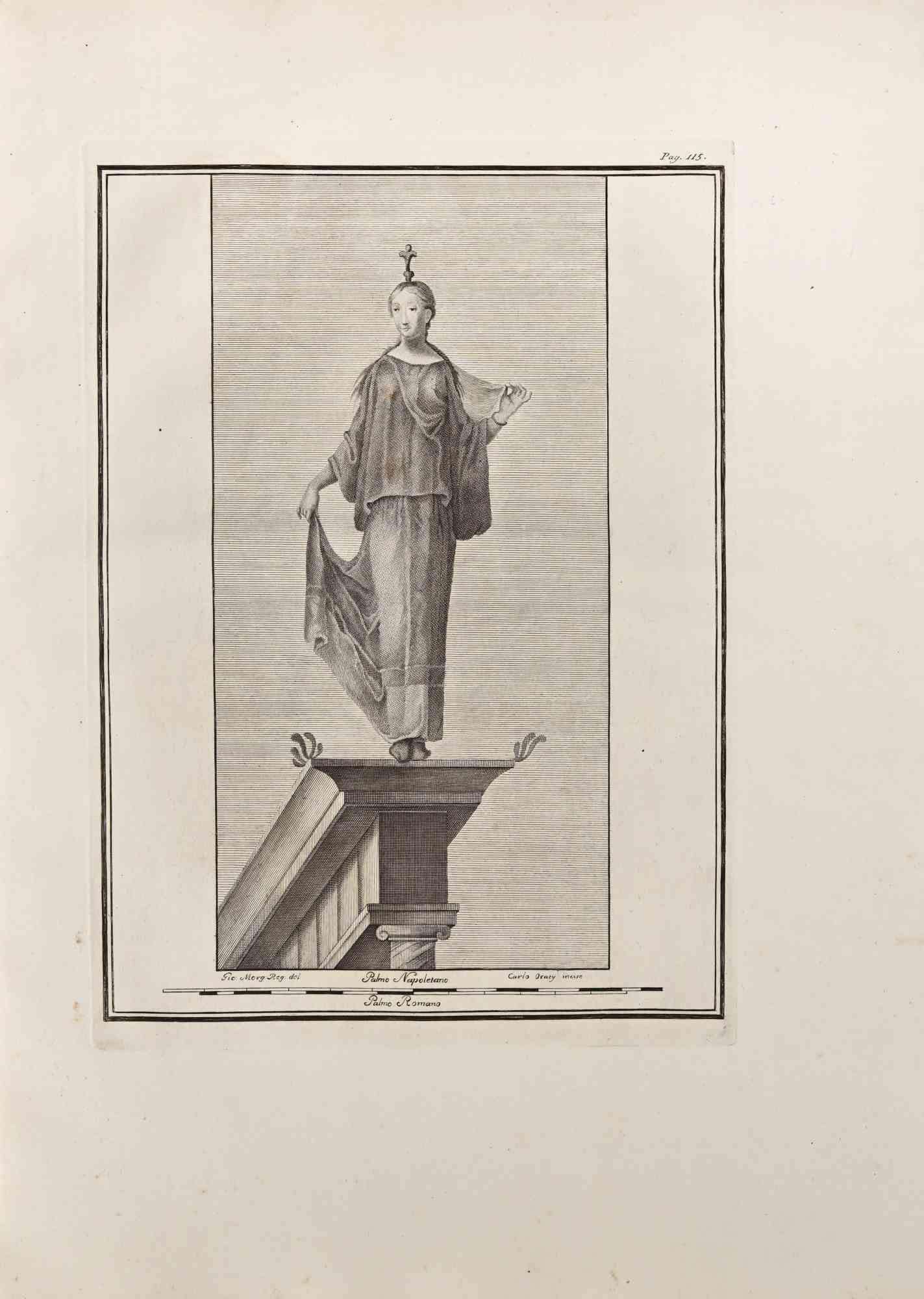 Giovanni Elia Morghen - Ancient Roman Fresco Herculaneum - Etching G ...