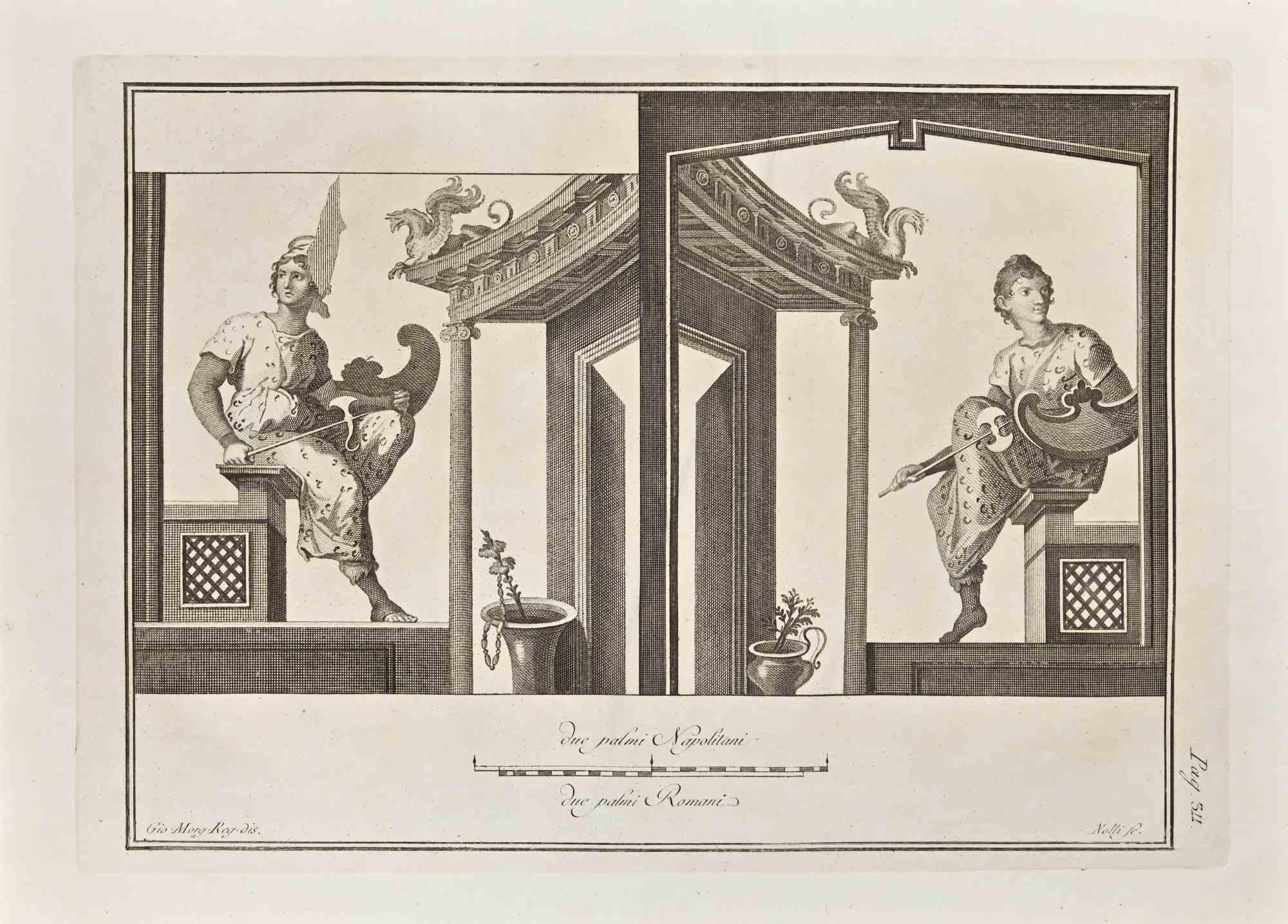 Giovanni Elia Morghen - Ancient Roman Fresco Herculaneum - Etching G ...