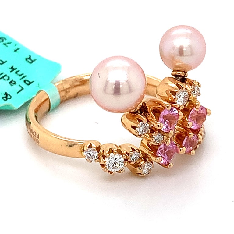 Giovanni Ferraris 18k Rose Gold Pink Pearl Pink Sapphire and Round ...