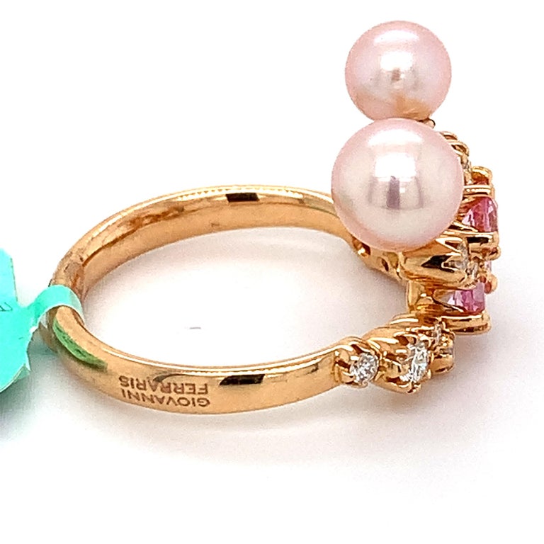 Giovanni Ferraris 18k Rose Gold Pink Pearl Pink Sapphire and Round ...