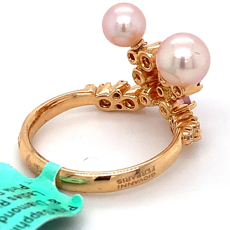 Giovanni Ferraris 18k Rose Gold Pink Pearl Pink Sapphire and Round ...