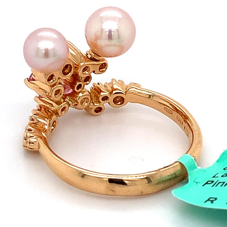 Giovanni Ferraris 18k Rose Gold Pink Pearl Pink Sapphire and Round ...