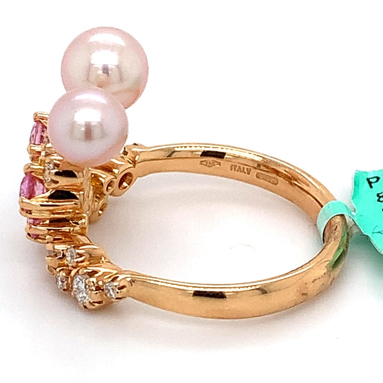 Giovanni Ferraris 18k Rose Gold Pink Pearl Pink Sapphire and Round ...