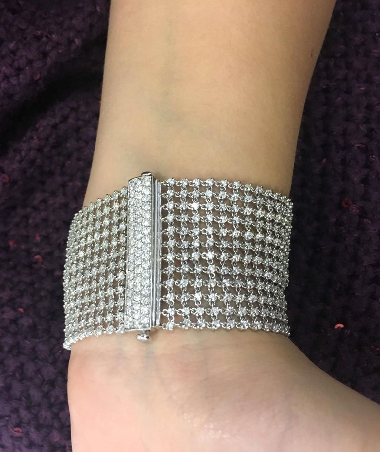 Giovanni Ferraris White Gold Diamond Bracelet 14.56ct at 1stDibs