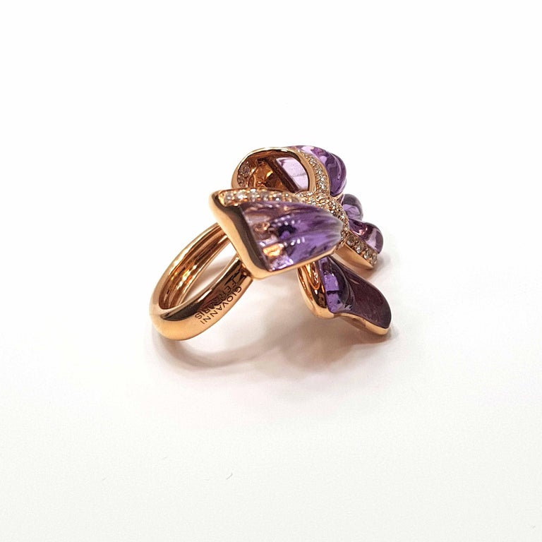 Giovanni Ferraris Italian Amethyst Diamond Gold Bow Ring For Sale at ...