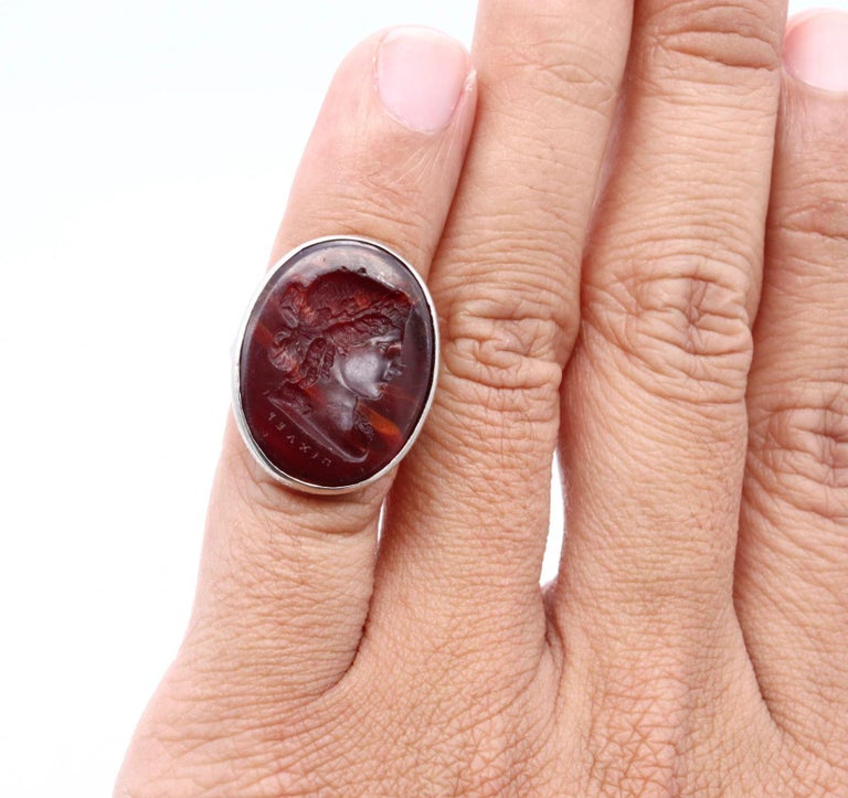 Giovanni and Luigi Pichler 1790 Oval Intaglio Carved In Amber Mounted ...