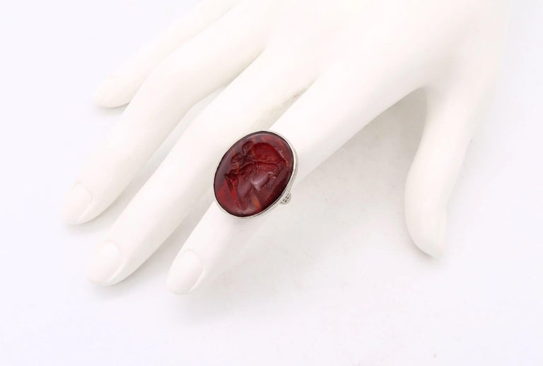 Giovanni and Luigi Pichler 1790 Oval Intaglio Carved In Amber Mounted ...
